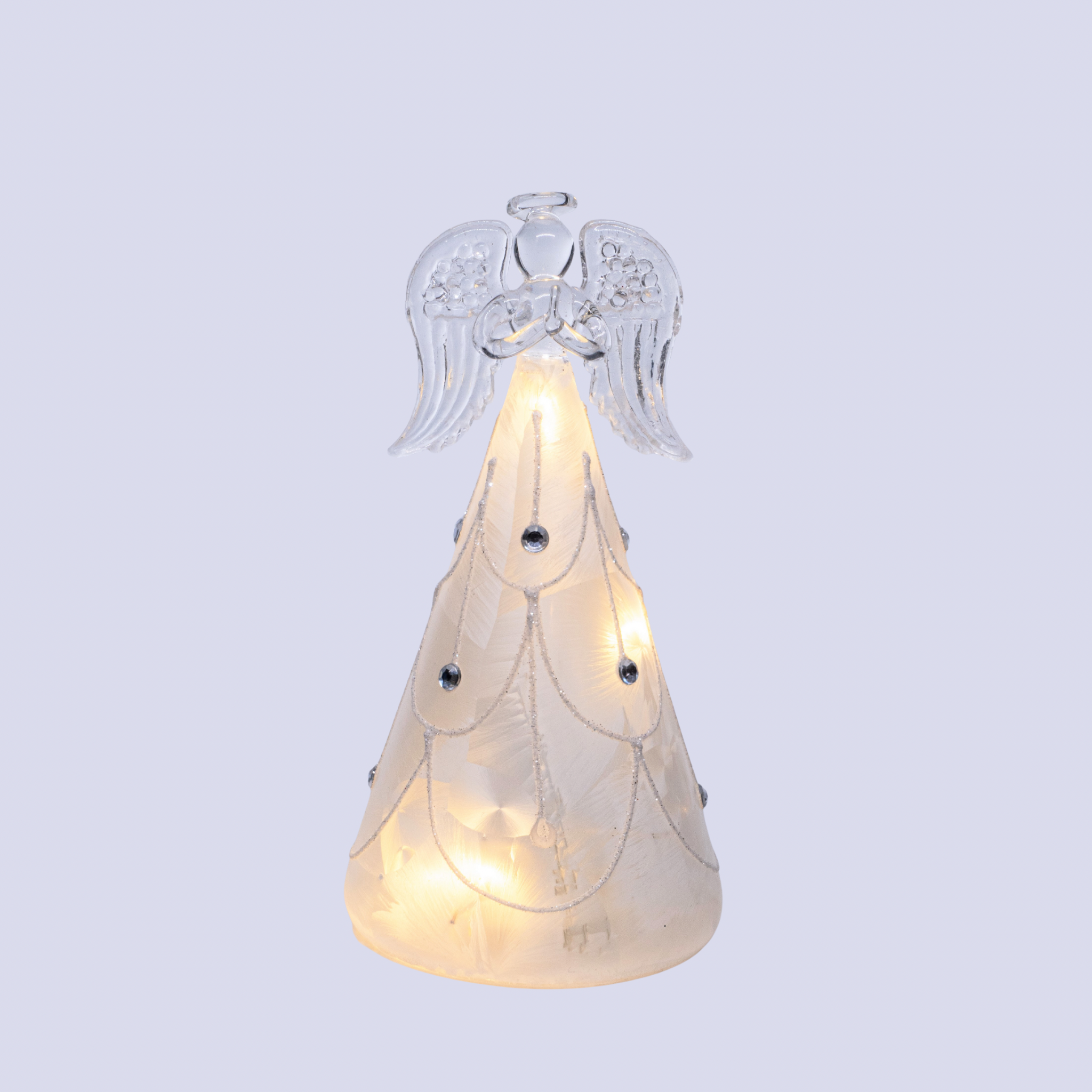 14cm Cone Glass Angel with Silver Glitter Jewels Frosted – Stellar Haus